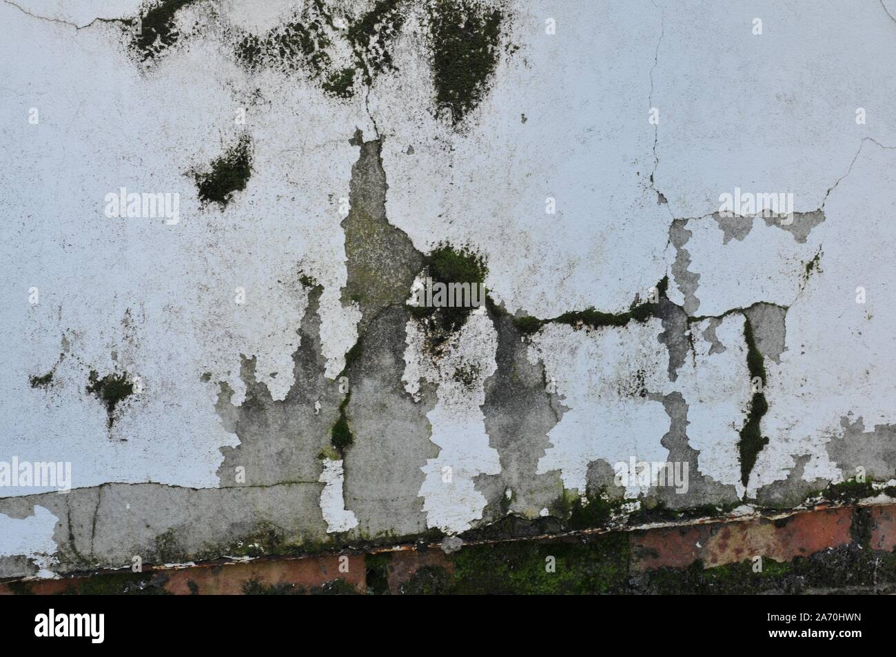 Cracked Broken Destroyed Weathered Plaster Paint on Exterior White Wall ...