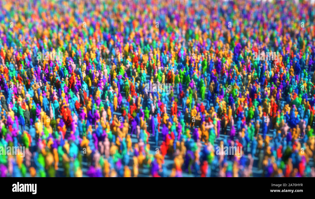 3d render. Massive crowd low people Stock Photo - Alamy