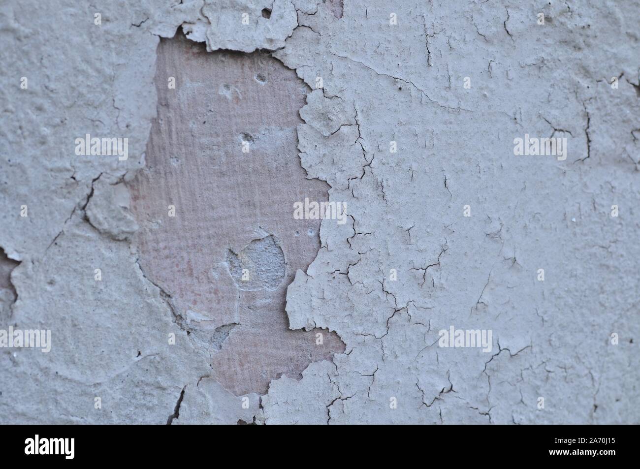 Cracked Broken Destroyed Weathered Plaster Paint on Exterior White Wall ...