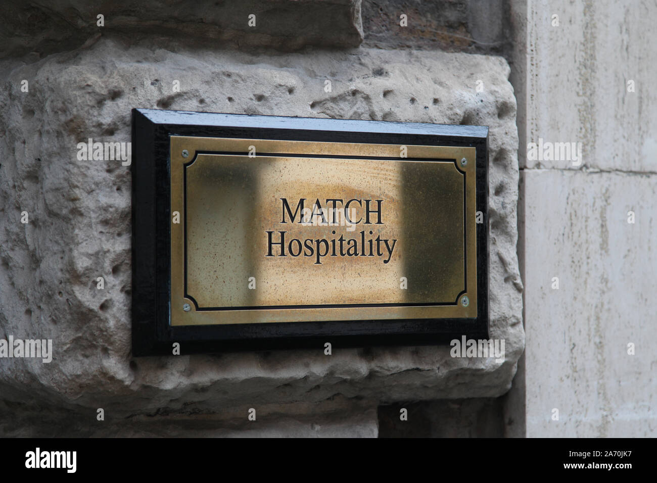 Arlington Street, Mayfair, London - Brass sign for Match Hospitality ...