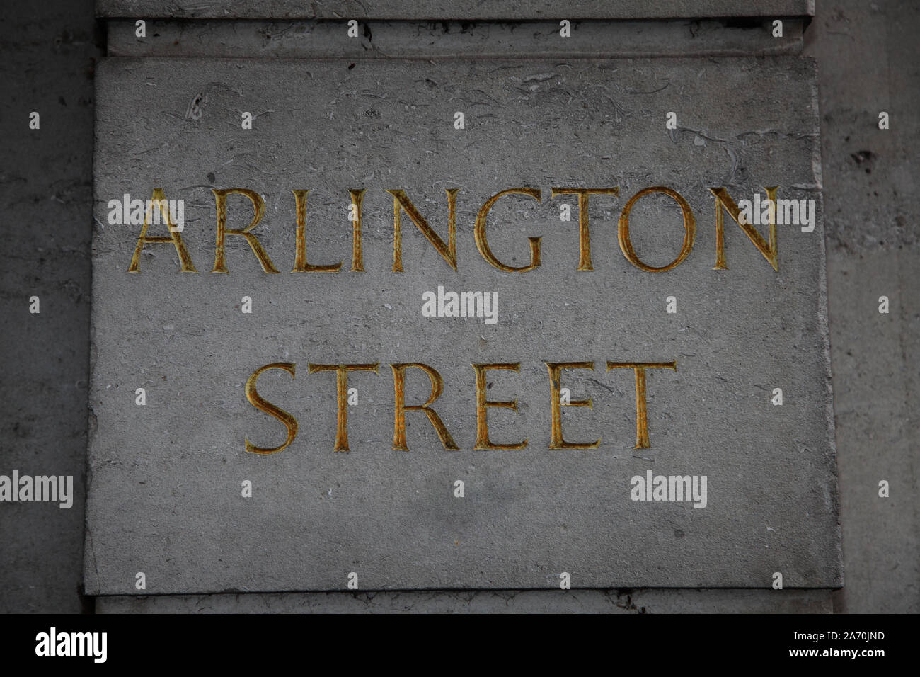 Arlington Street, Mayfair, London, street names engraved onto pillar ...