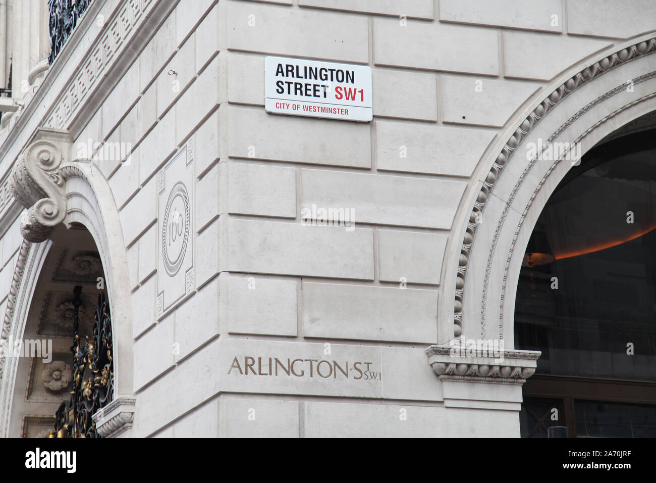 North end of Arlington Street, Mayfair, London, corner of Arlington ...