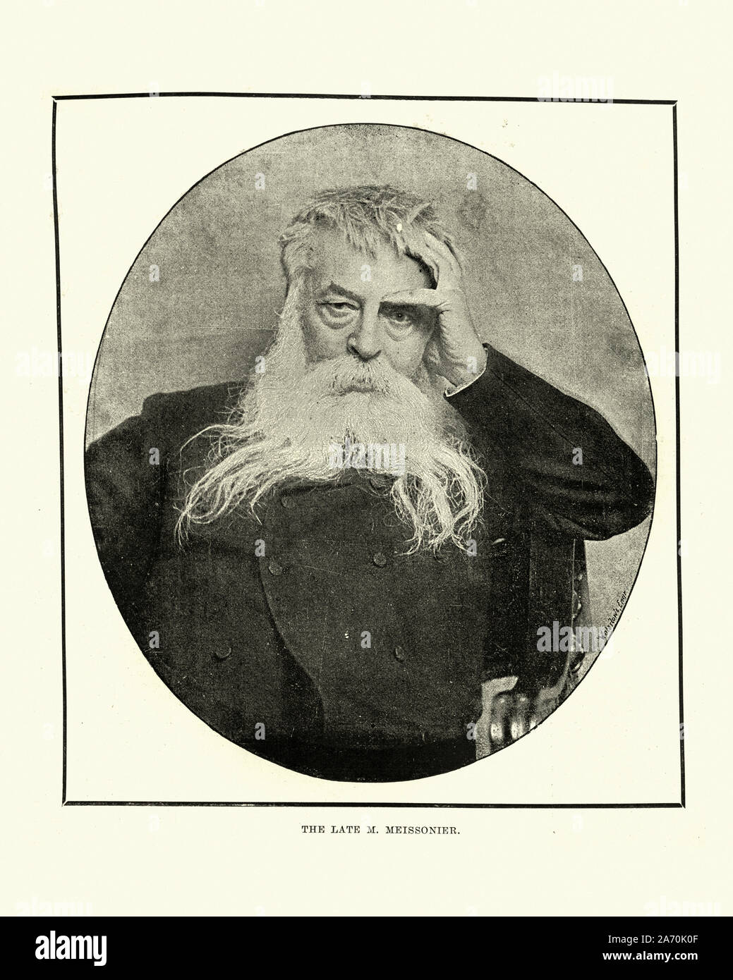 Vintage engraving of Ernest Meissonier, a French Classicist painter and ...