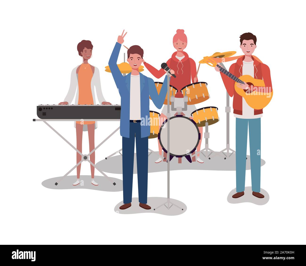 group music band playing instruments characters Stock Vector Image ...