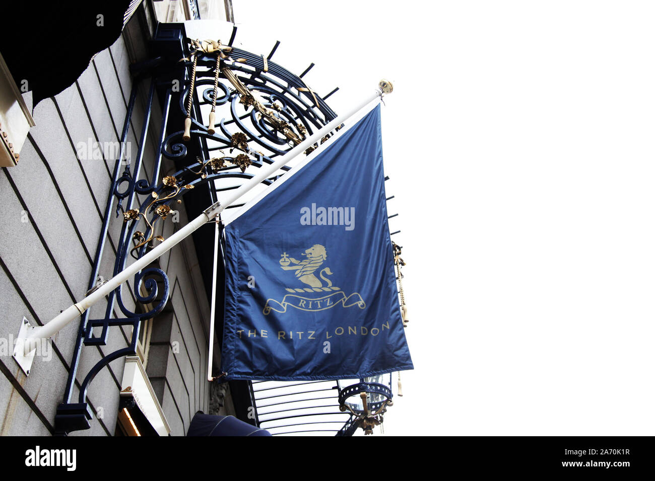 Flags flying at The Ritz Hotel on Arlington Street, Mayfair, London ...