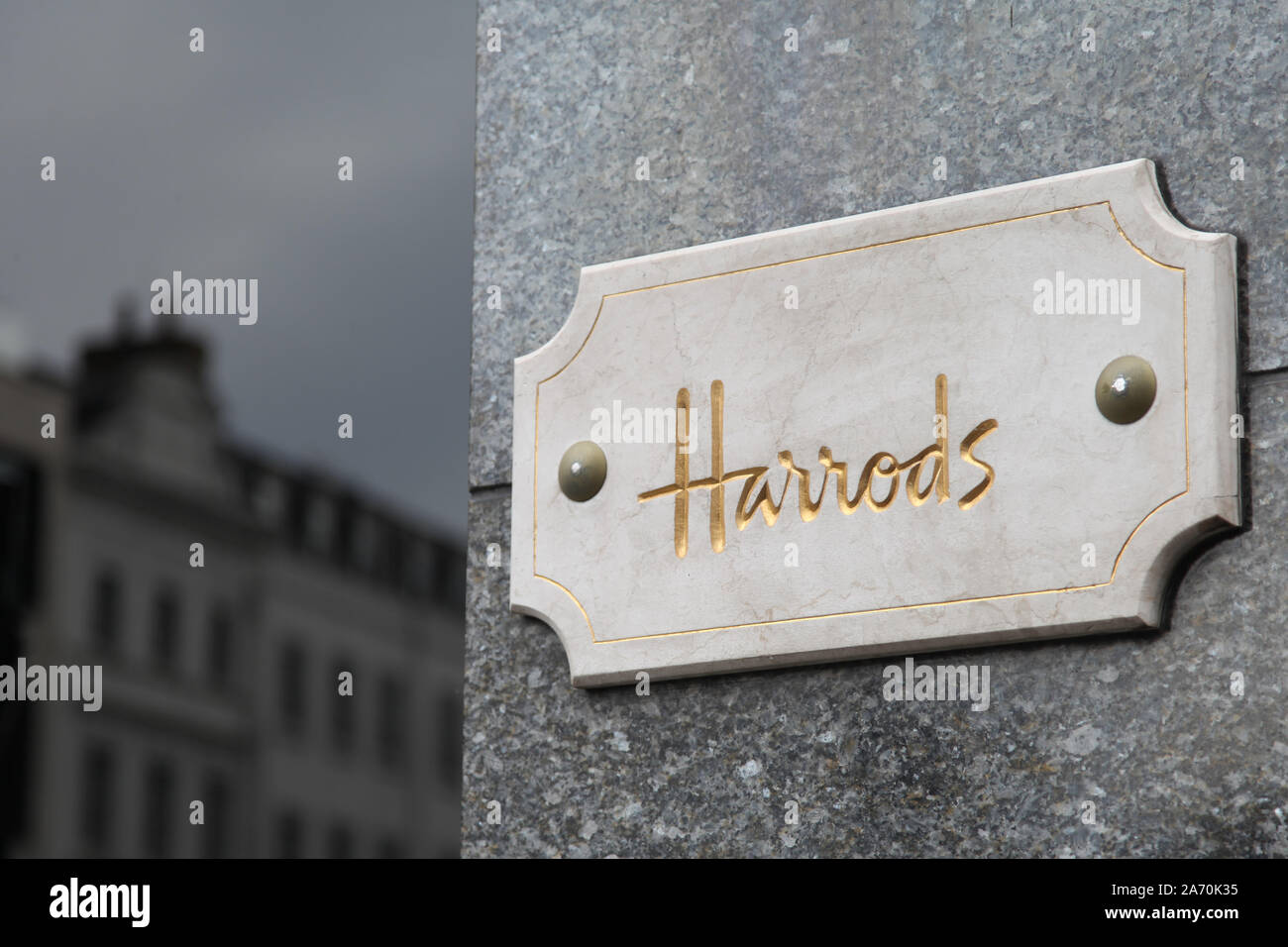 High quality engraved Harrod's department store sign attached to the ...