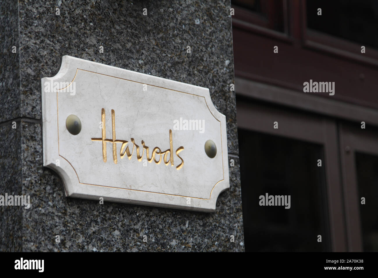 High quality engraved Harrod's department store sign attached to the ...
