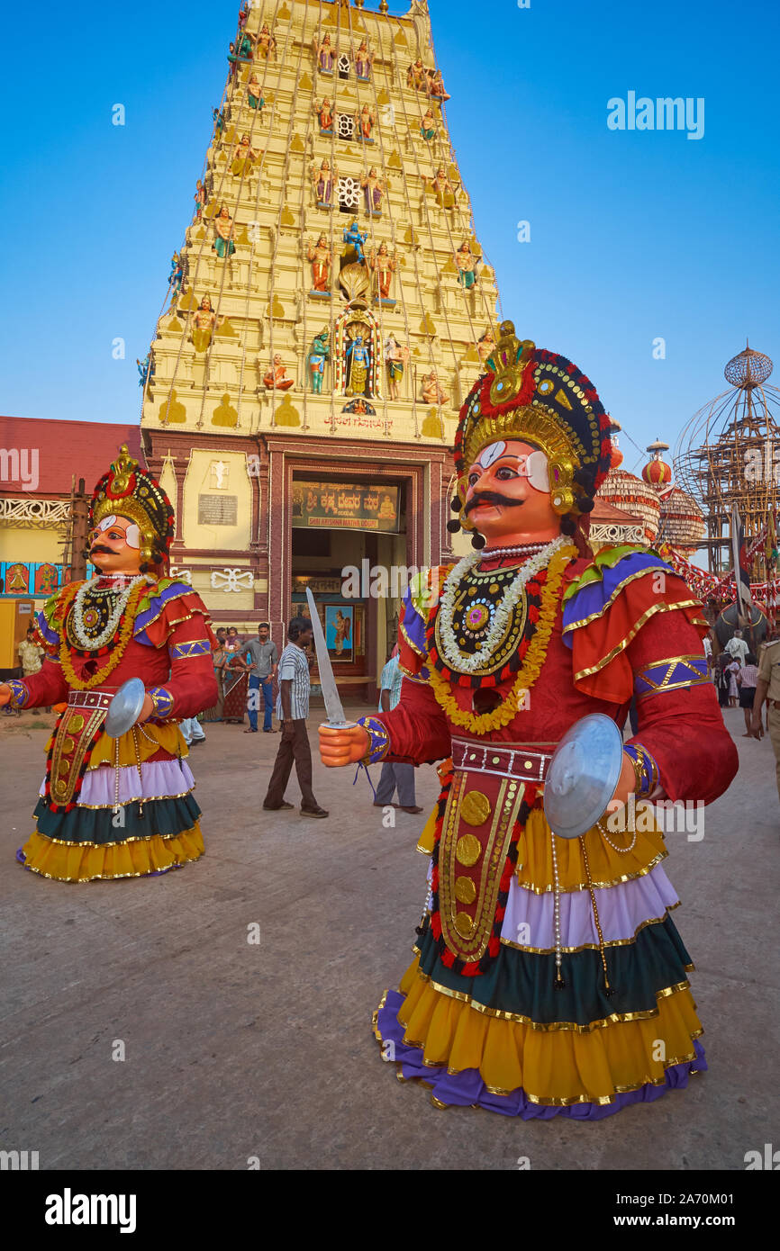During a festival around Balkrishna Temple in Udipi, Karnataka, India ...