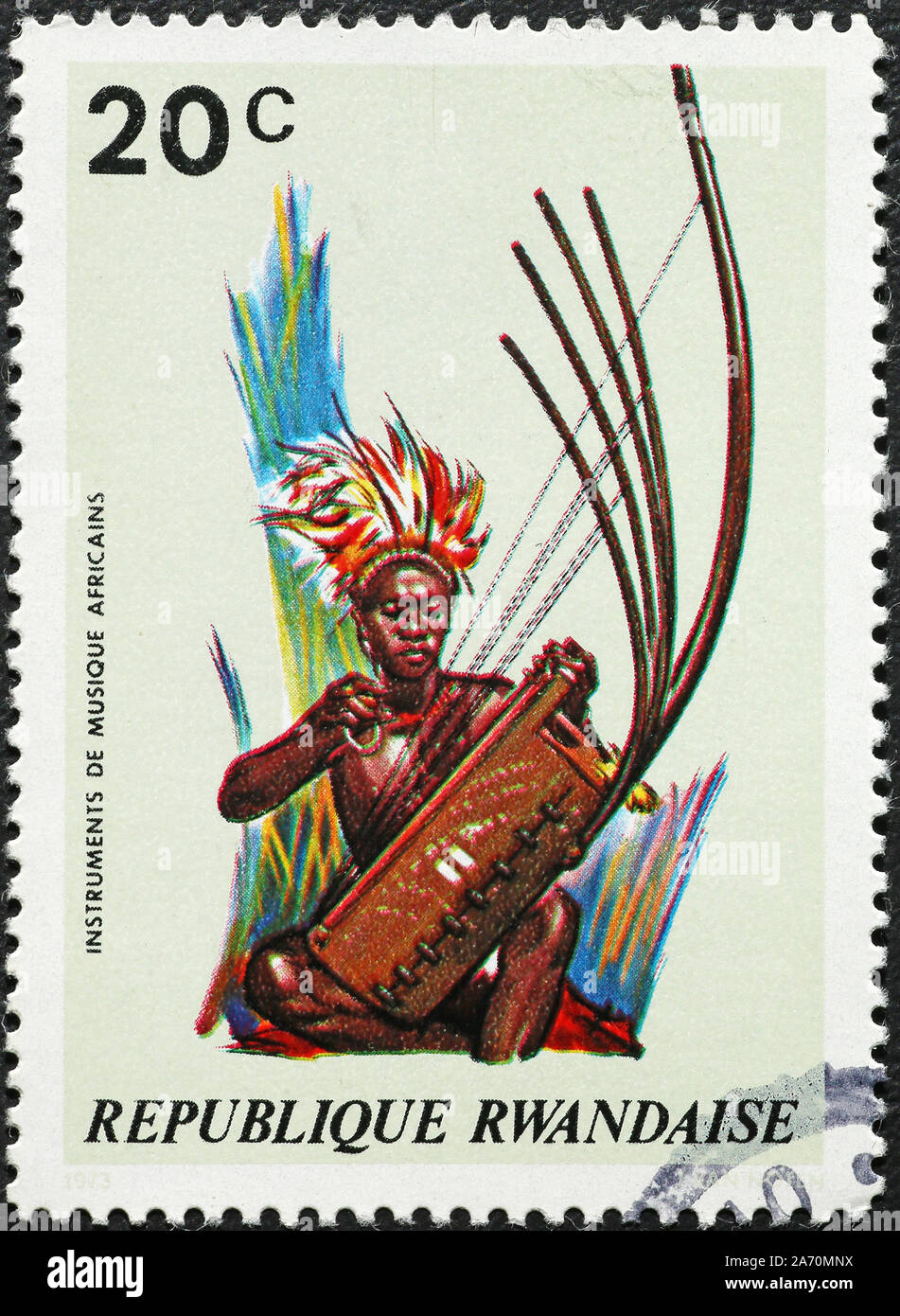 African musical instrument on postage stamp Stock Photo - Alamy