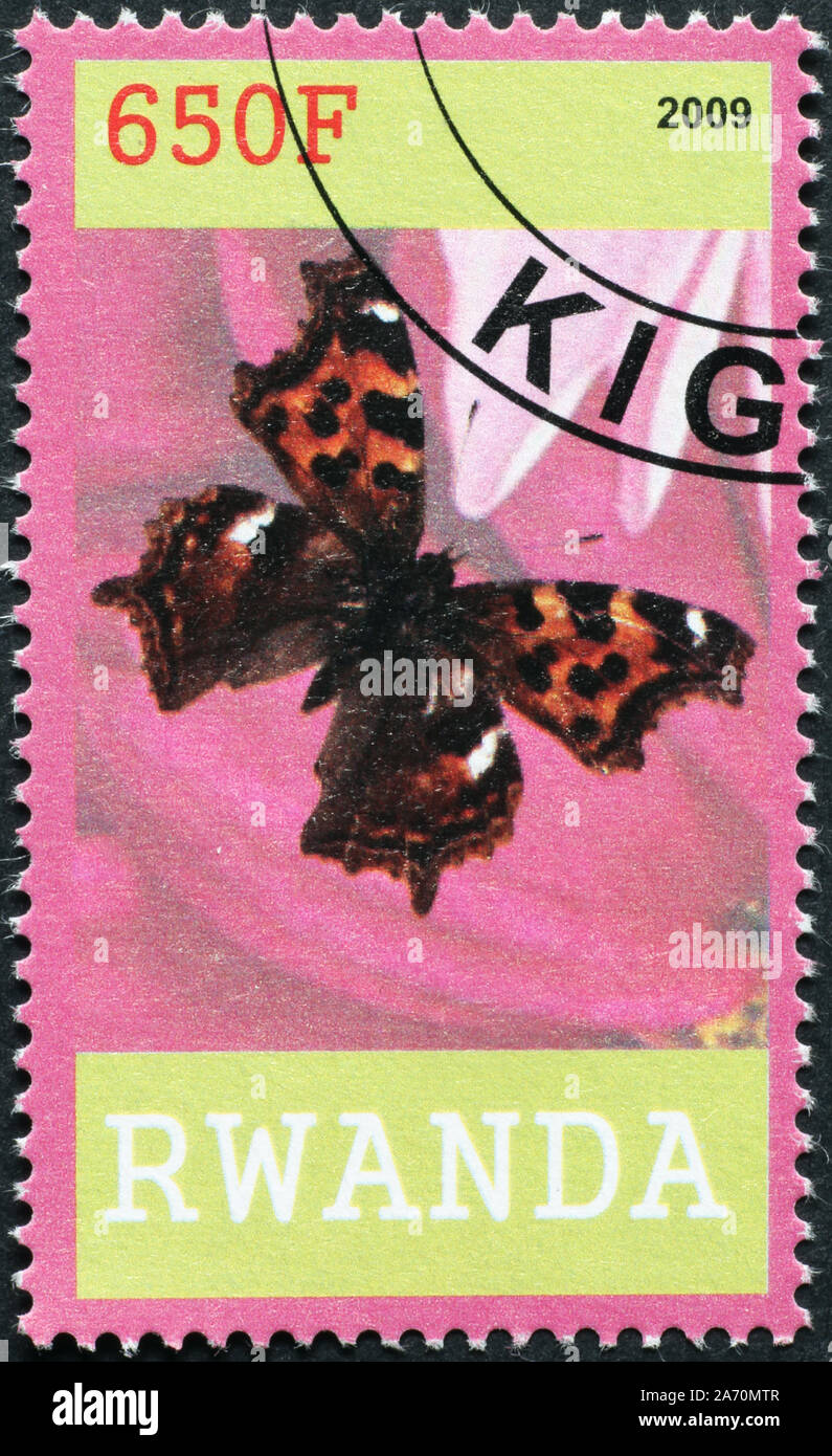 Beautiful butterfly on postage stamp of Rwanda Stock Photo - Alamy