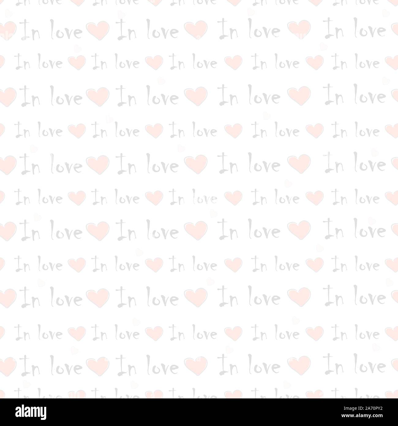 Cute seamless pattern with written words and hearts on white background ...