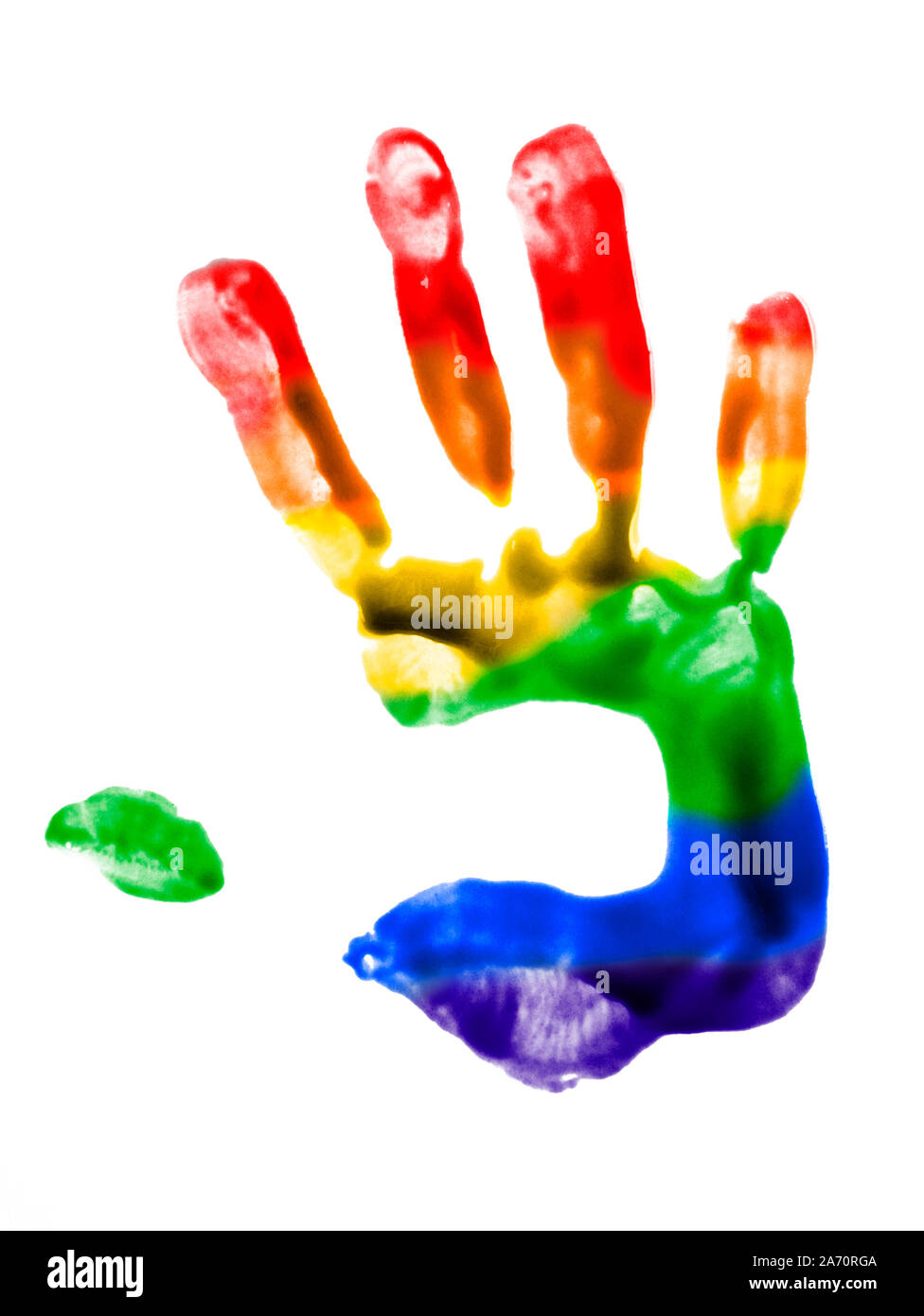 Rainbow hand print isolated on white background Stock Photo - Alamy