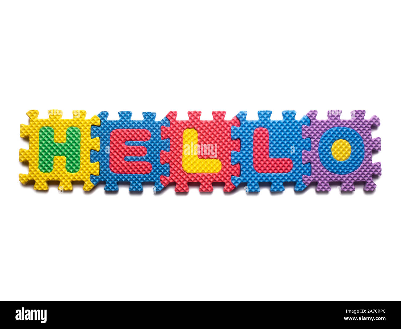 Inscription hello on white background Stock Photo - Alamy