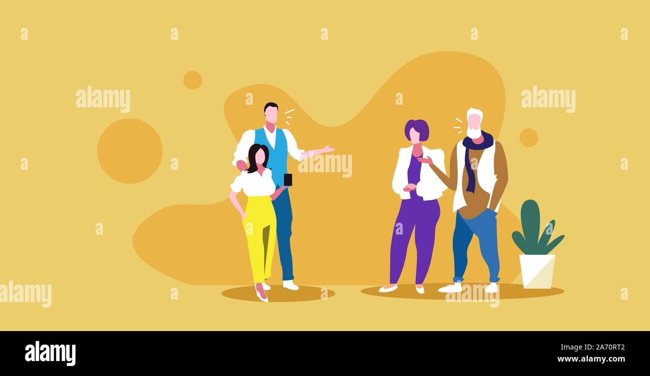 people discussing during meeting two couples having conversation ...