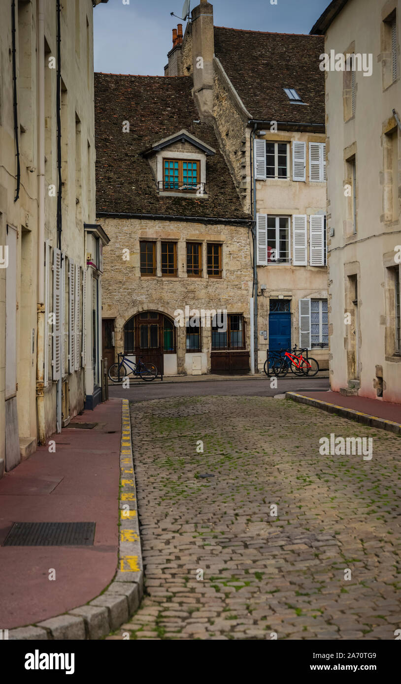 Typical French street in Beaune, Burgundy, France Stock Photo - Alamy