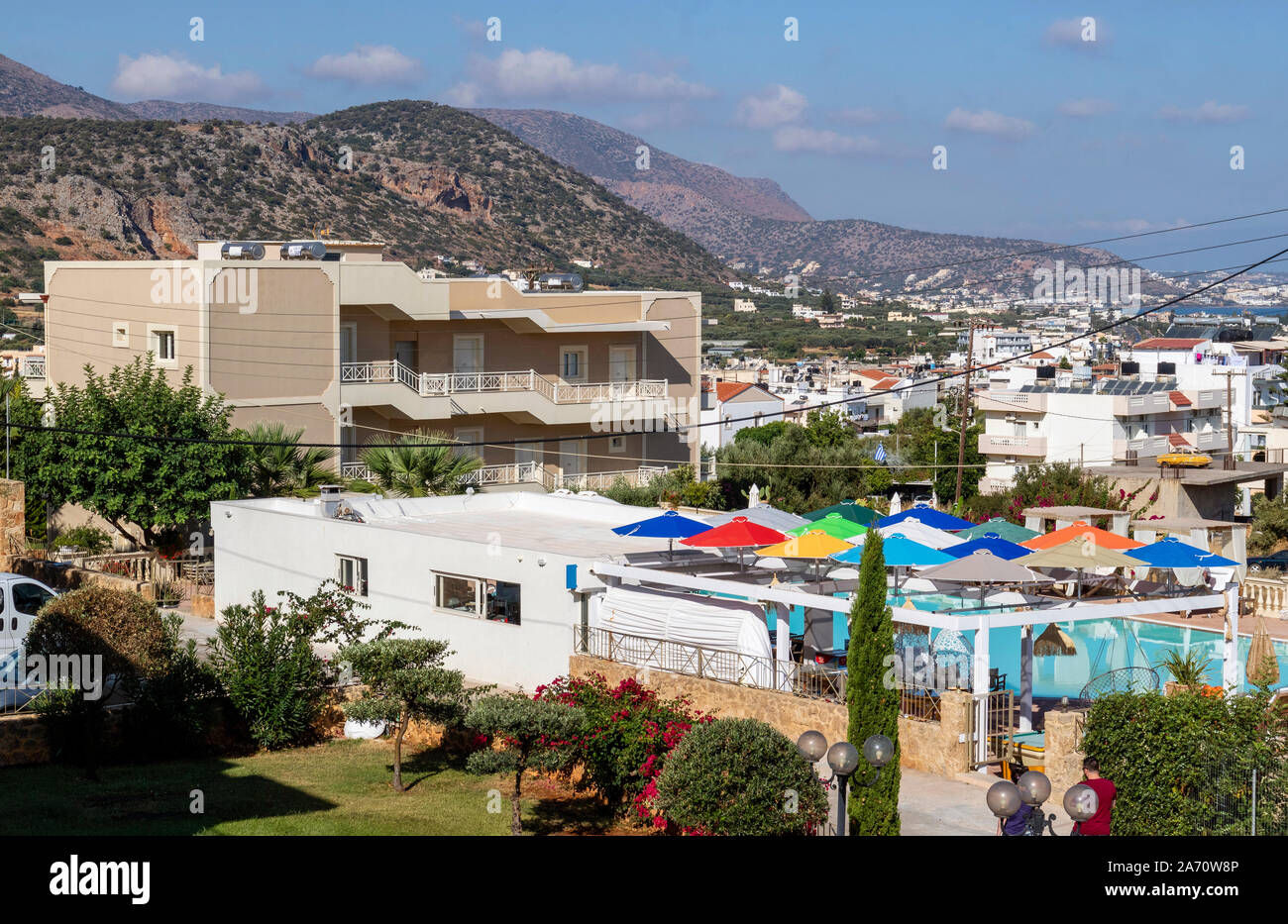 Malia, Crete, Greece. October 2019. Notos Heights a hotel complex ...