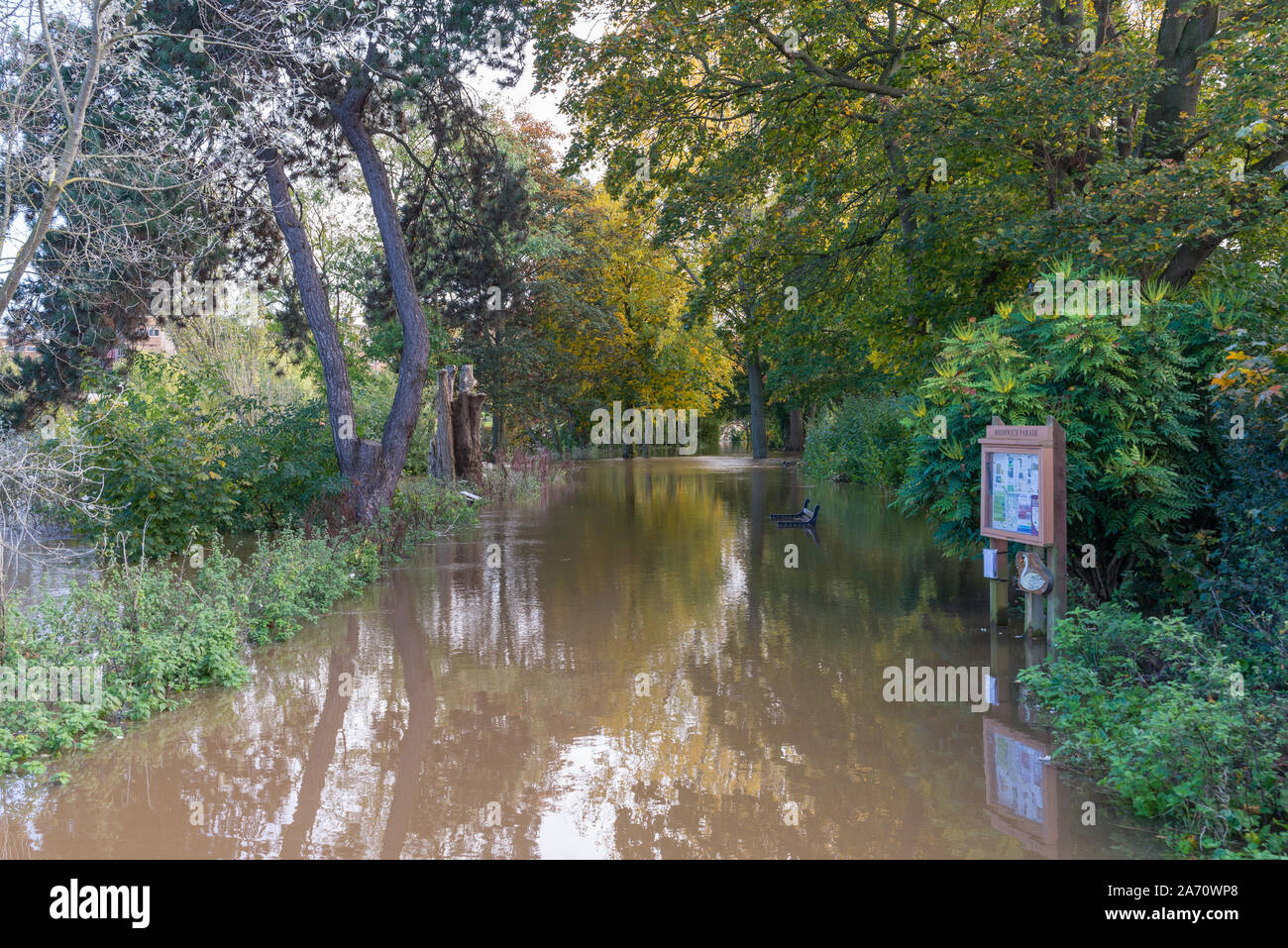 High water levels on the River Severn lead to flooding in the city of ...