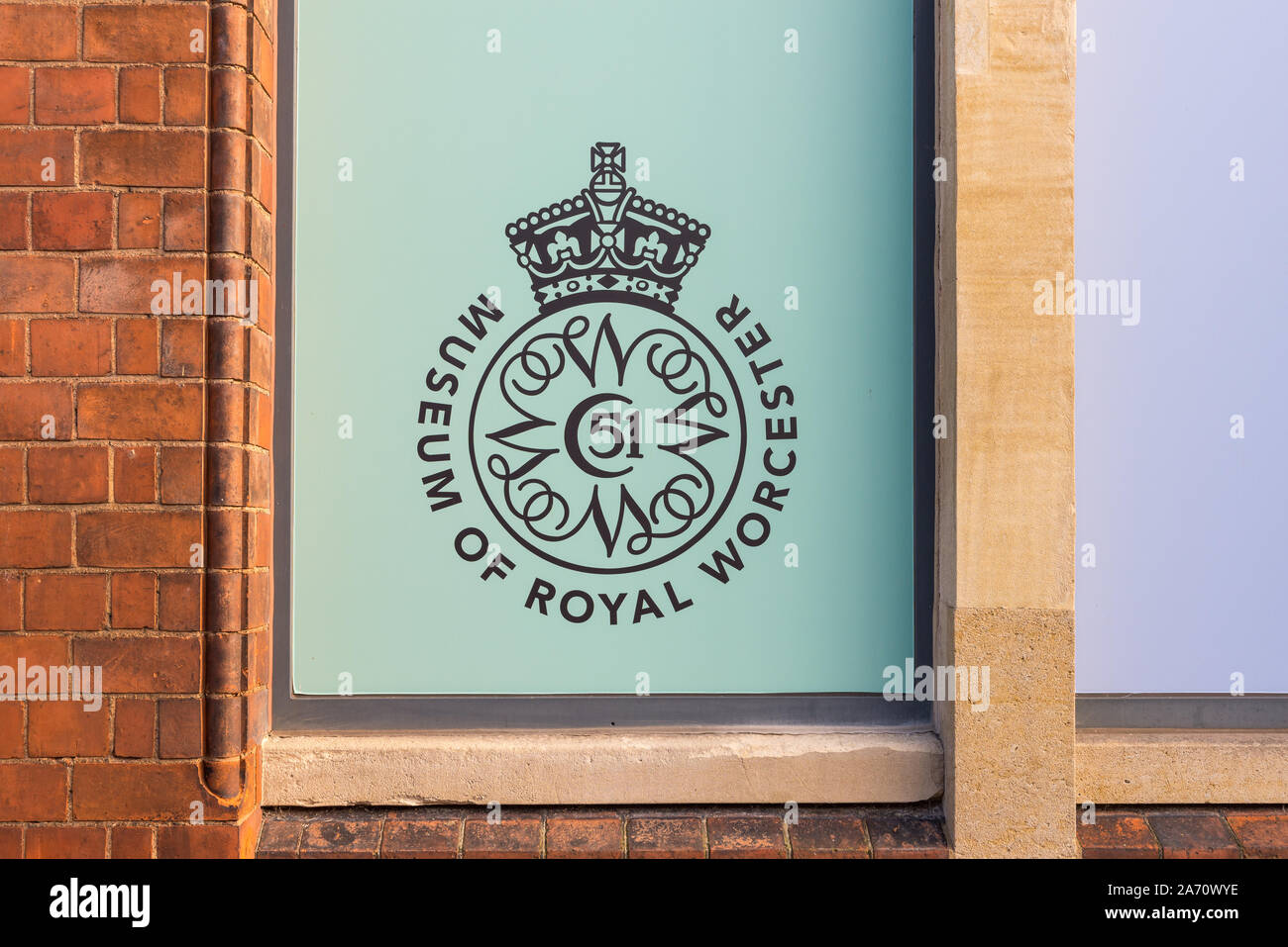Sign for the Museum of Royal Worcester in Worcester, Worcestershire, UK ...