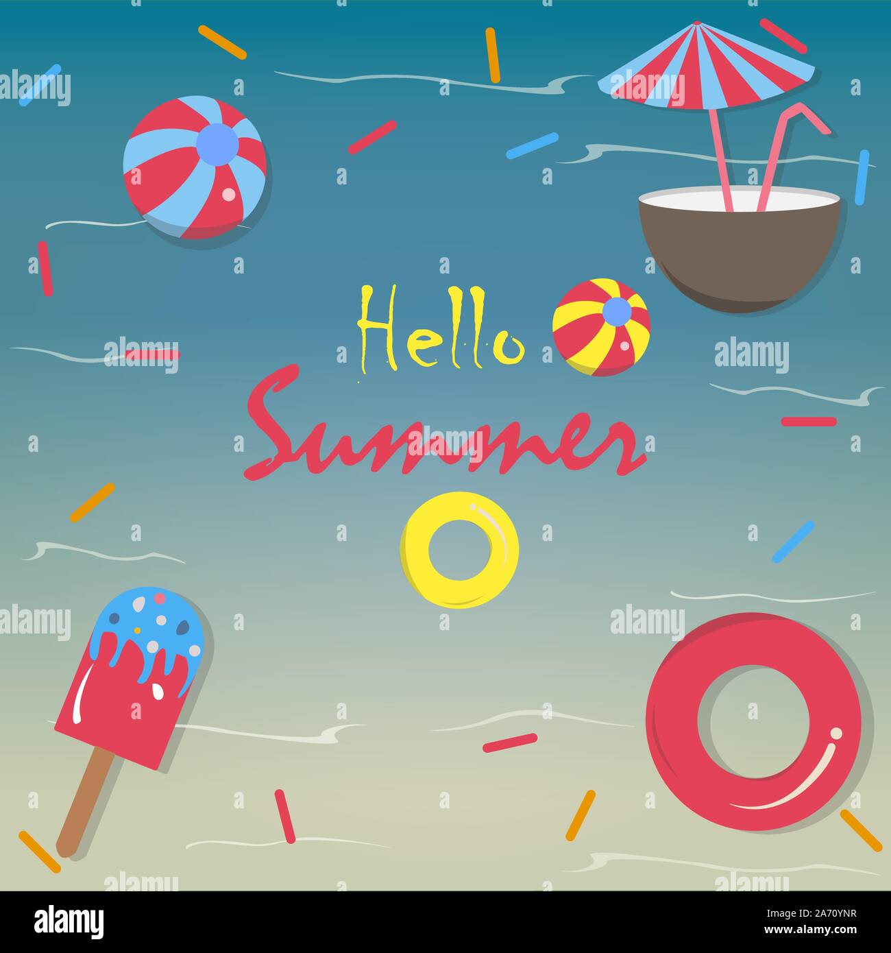 Hello Summer Vector Illustration. Summer banner vector illustration ...