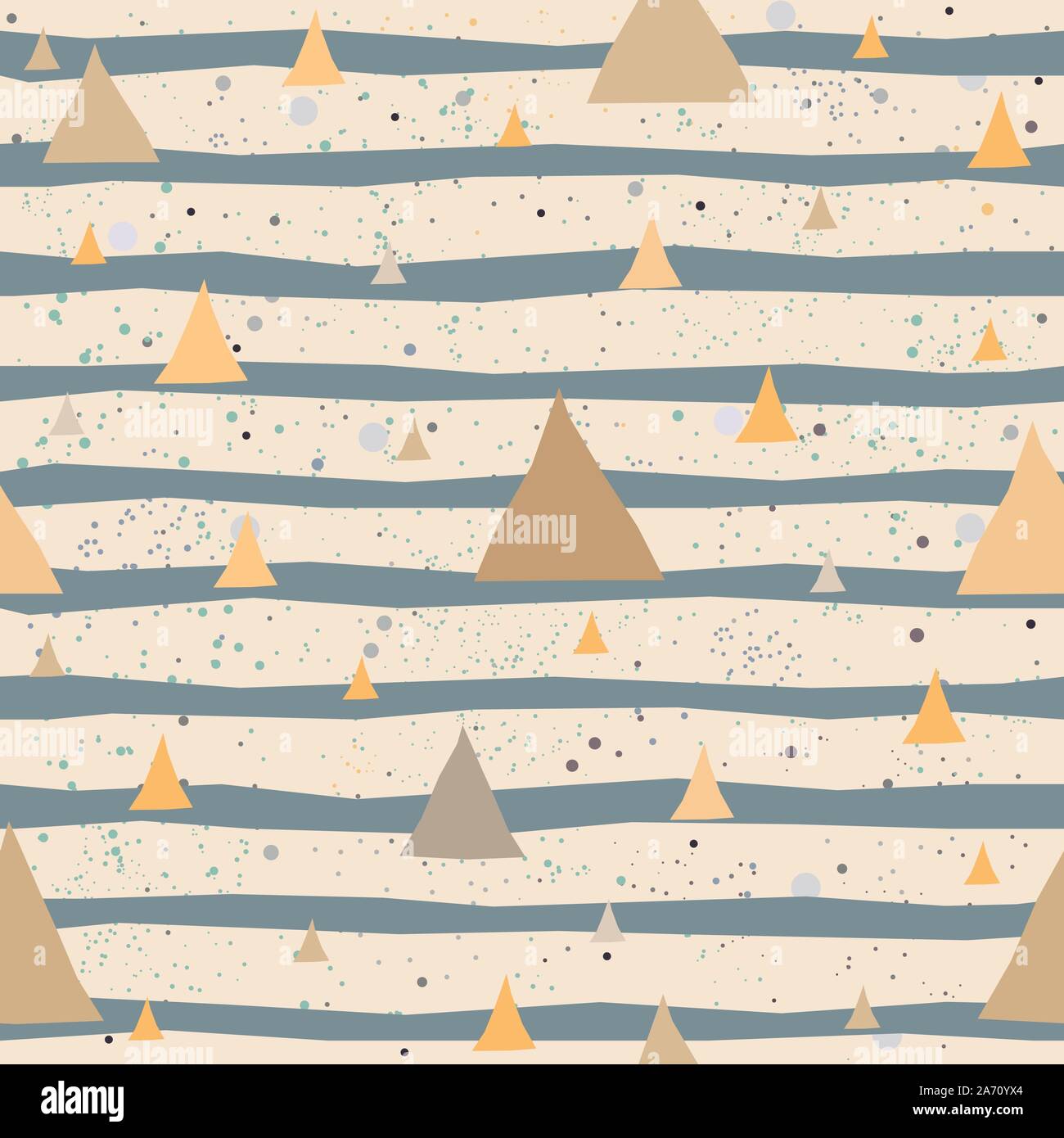 Cute Pattern with Golden triangles with pastel blue stripes. beige ...