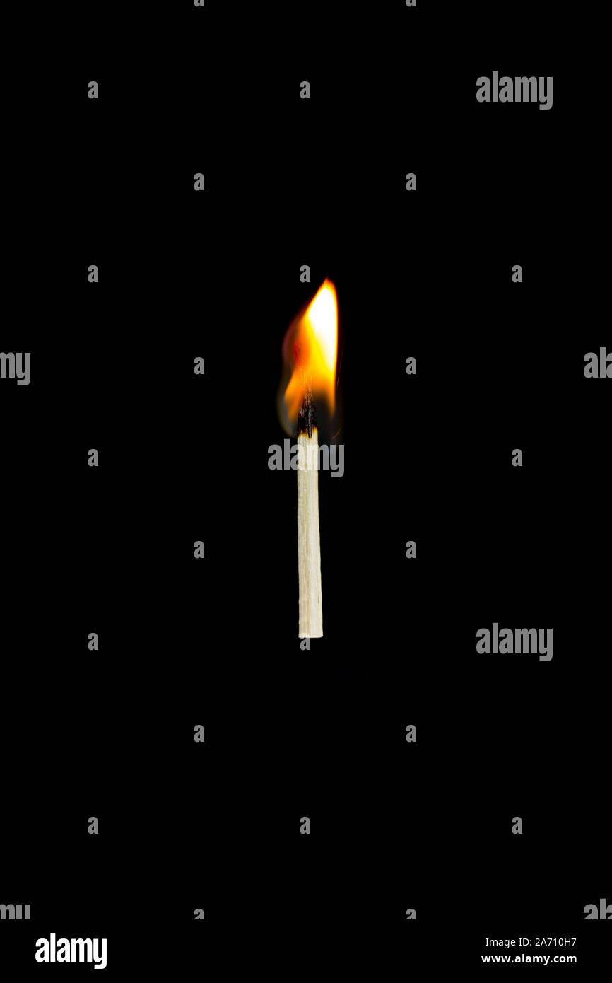 Close Up of Floating Lit Match with a Black Background Stock Photo - Alamy