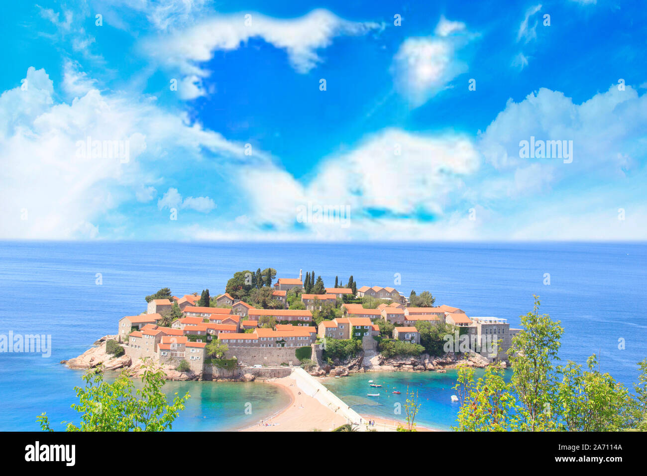 Beautiful view of Sveti Stefan island in Budva, Montenegro Stock Photo ...