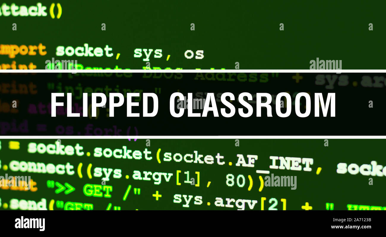 FLIPPED CLASSROOM text written on Programming code abstract technology ...