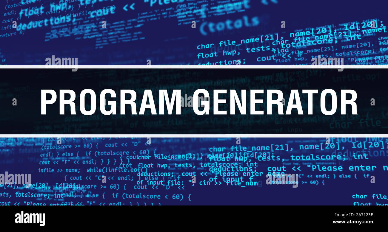 Program Generator Concept With Random Parts Of Program Code Program Generator With Programming