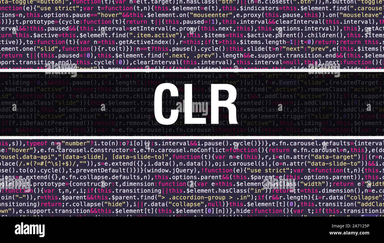 CLR text written on Programming code abstract technology background of ...