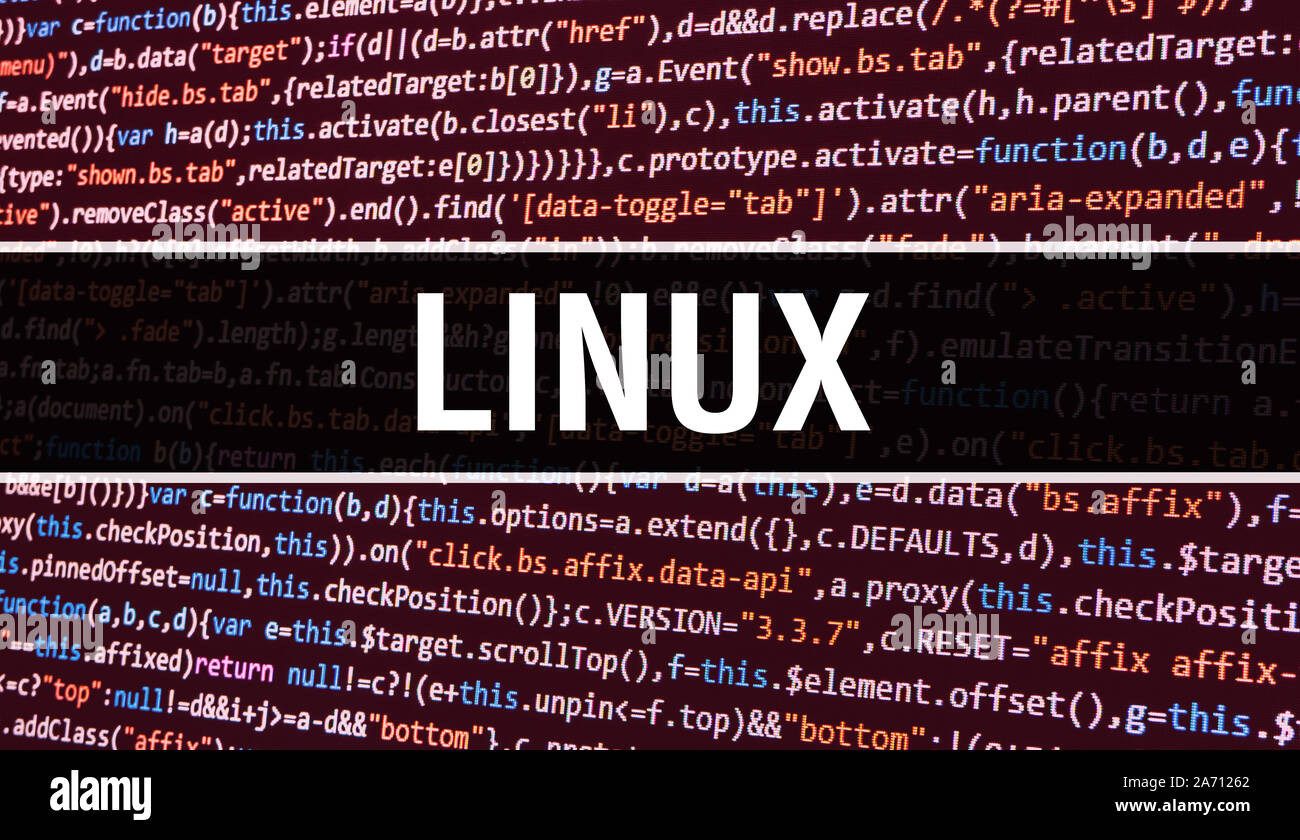 Linux Concept With Random Parts Of Program Code Linux With Programming Code Abstract Technology
