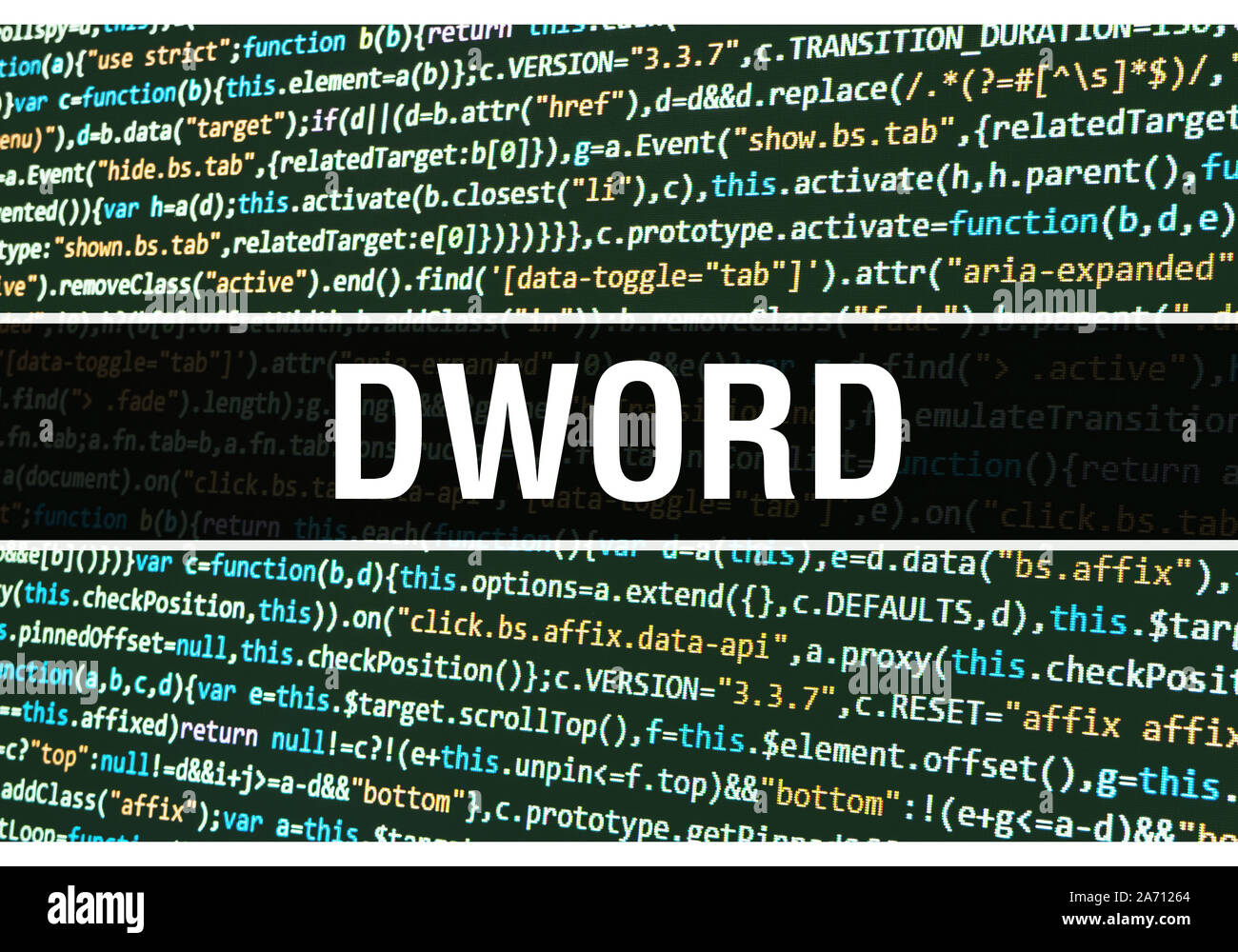 Dword concept with Random Parts of Program Code. Dword with Programming ...