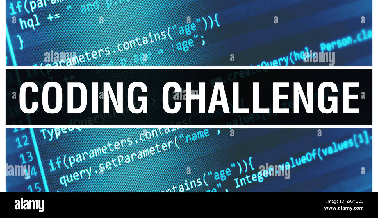 CODING CHALLENGE text written on Programming code abstract technology ... CODING CHALLENGE text written on Programming code abstract technology ...