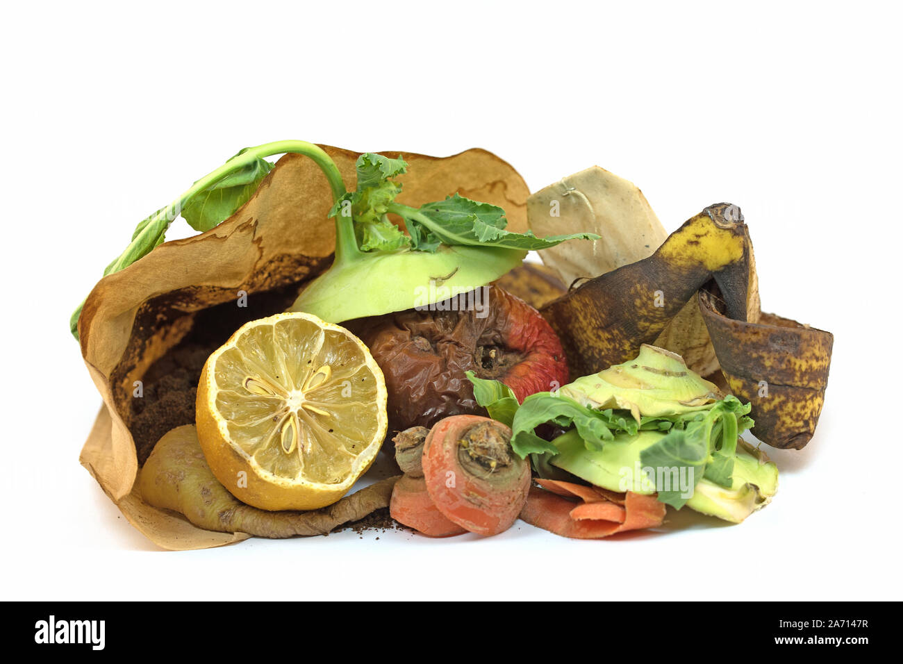 Kitchen waste isolated against white background Stock Photo - Alamy
