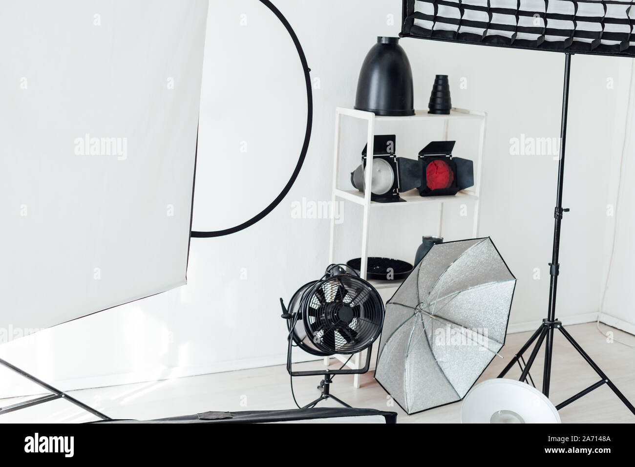 Photo studio equipment flash accessories photographer light Stock Photo ...
