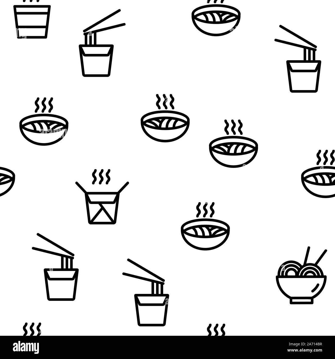 Ramen Spaghetti Food Vector Seamless Pattern Stock Vector Image & Art ...