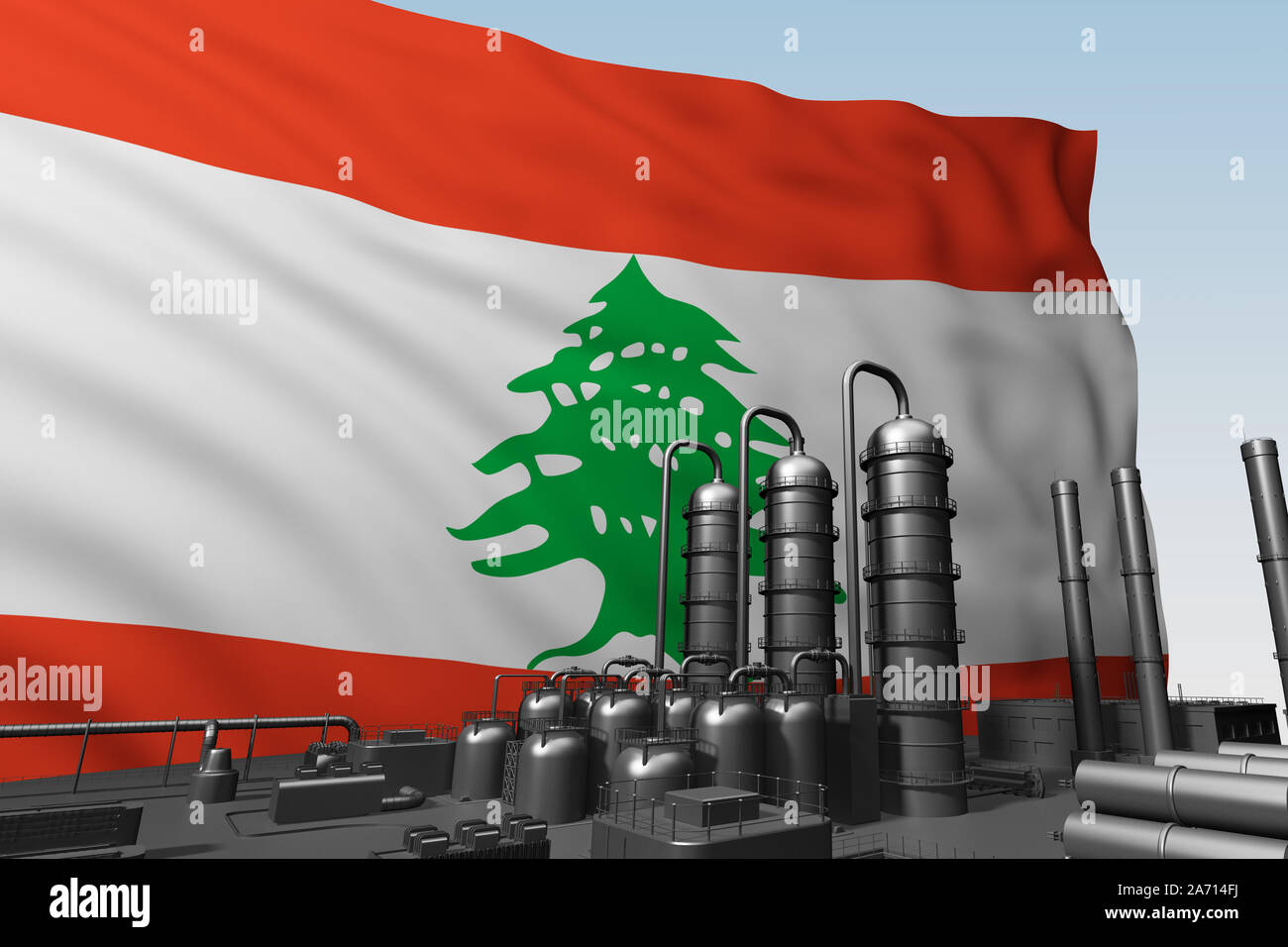 black factory in front of flag Lebanon. 3d rendering Stock Photo - Alamy