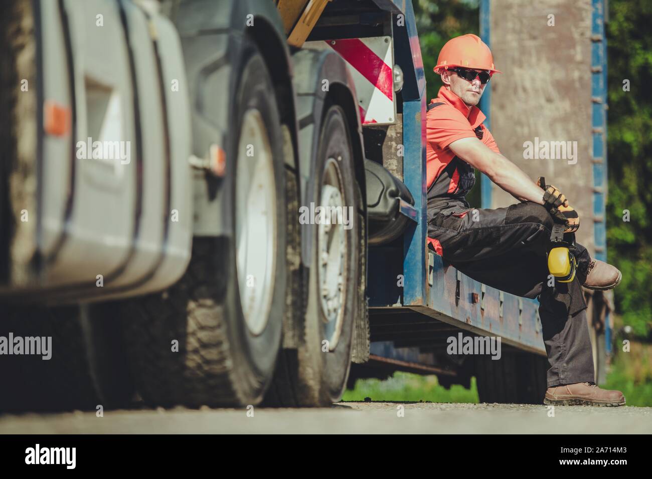 Heavy Transportation Industry Worker. Caucasian Truck Driver in His 30s ...