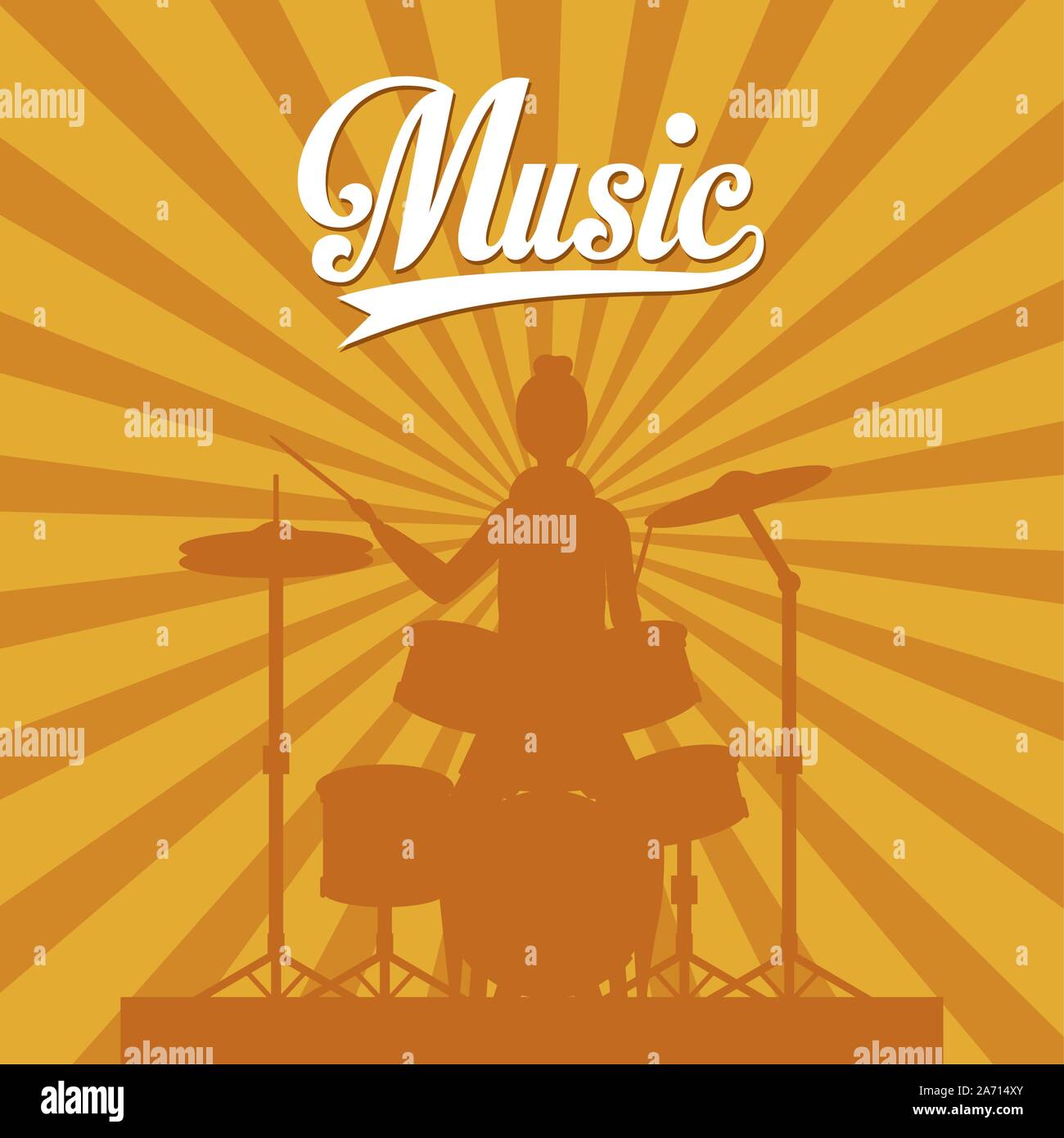 woman playing battery drums character silhouette Stock Vector Image ...