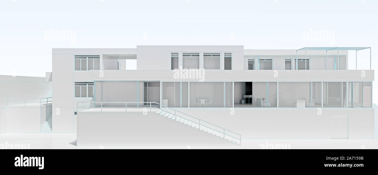 white modern exterior house without textures. 3d rendering Stock Photo ...