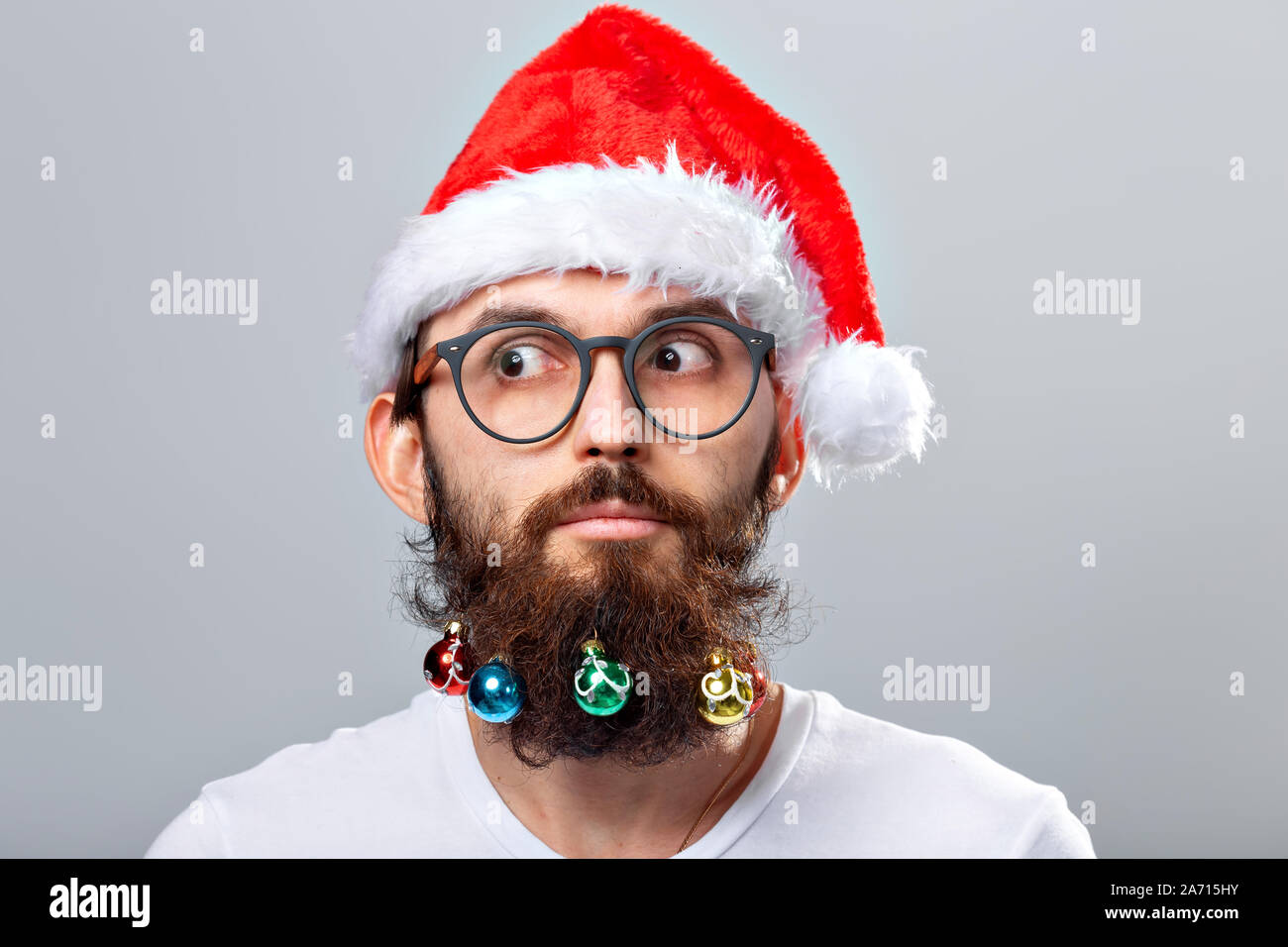 Christmas, holidays, barbershop and style concept - young handsome ...