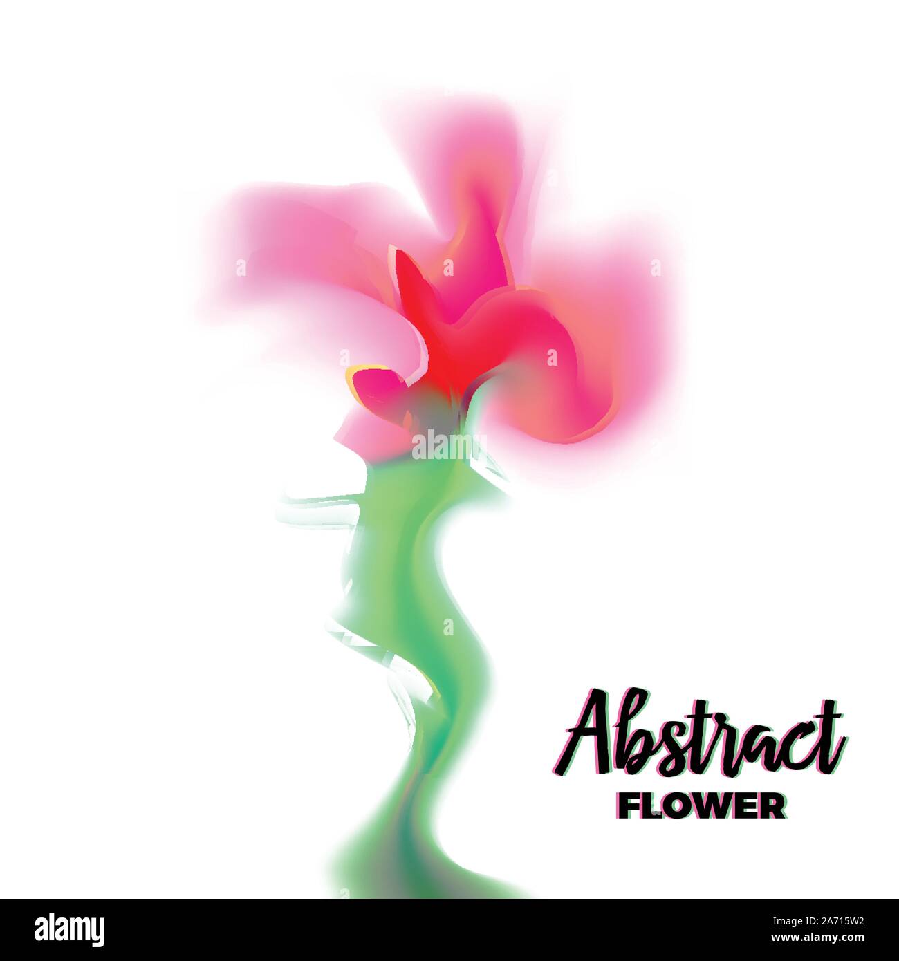 Abstract glitch flower with distorted petal gradient and soft shape ...