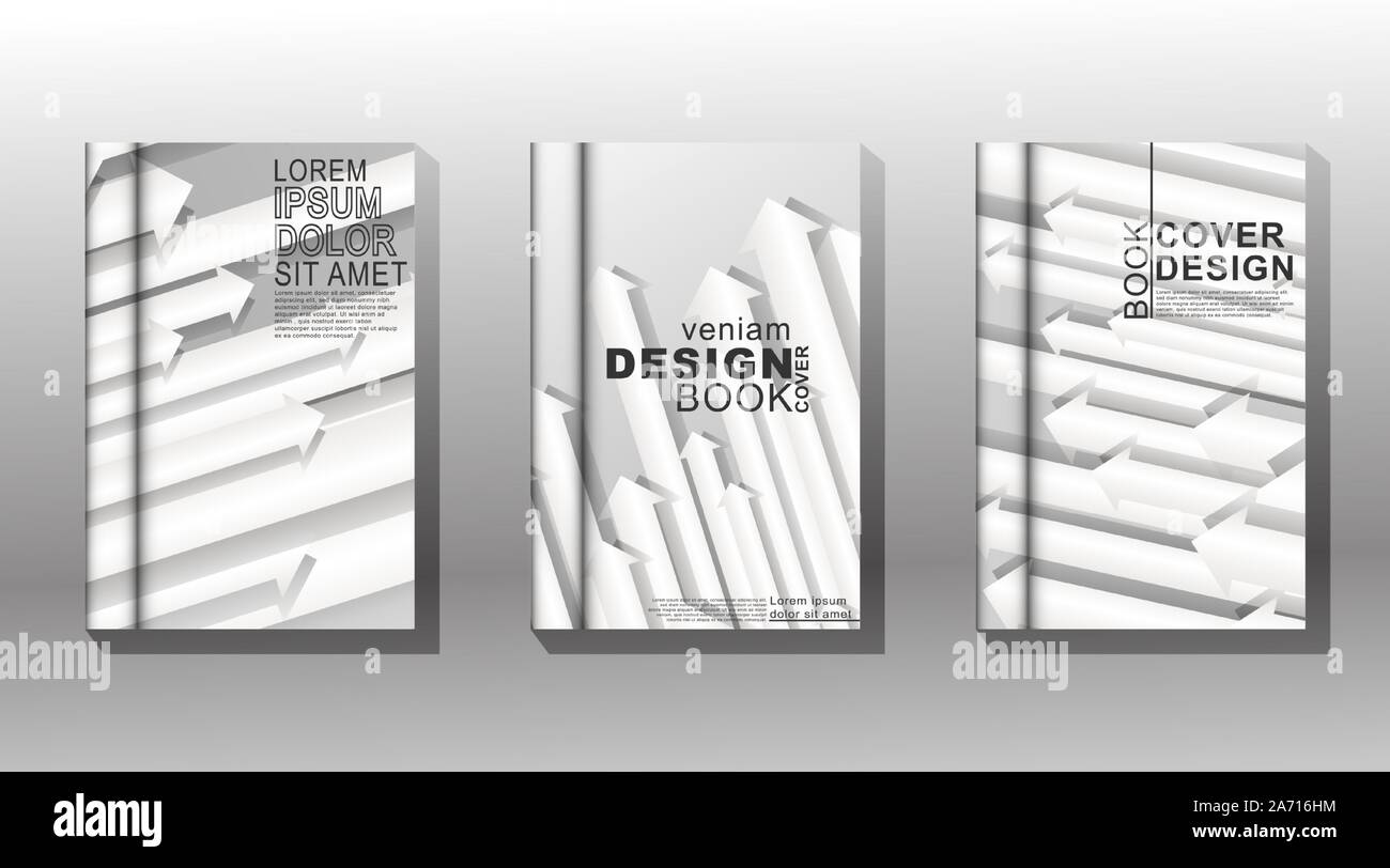 Vector collection of book covers, brochures etc. Arrow patterns overlap ...