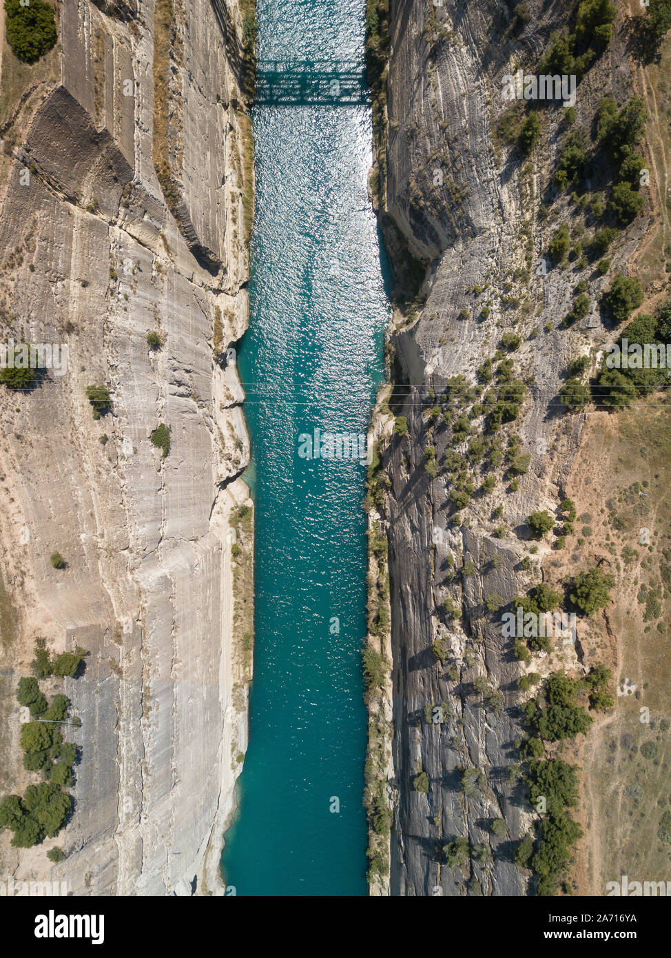 Aerial bird's eye view photo taken by drone of famous Corinth Canal ...