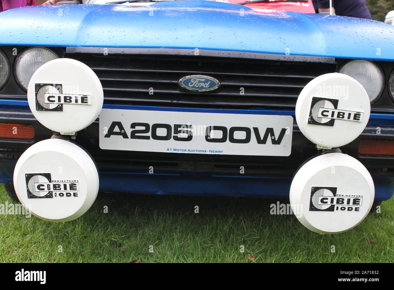 Front grill with Rally Lights of a Blue Ford Capri S 5 Speed at ...