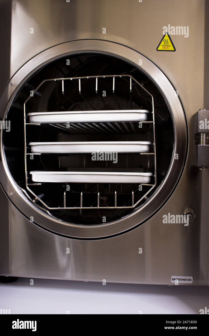 Sterilizing medical instruments in autoclave. Equipment for sterile ...