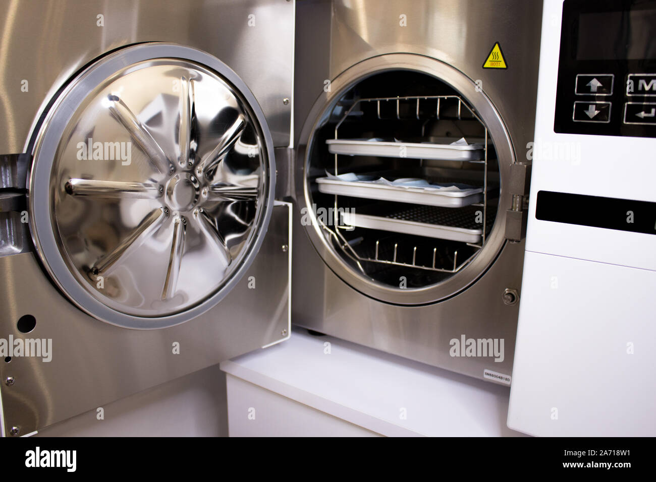 Sterilizing medical instruments in autoclave. Equipment for sterile ...