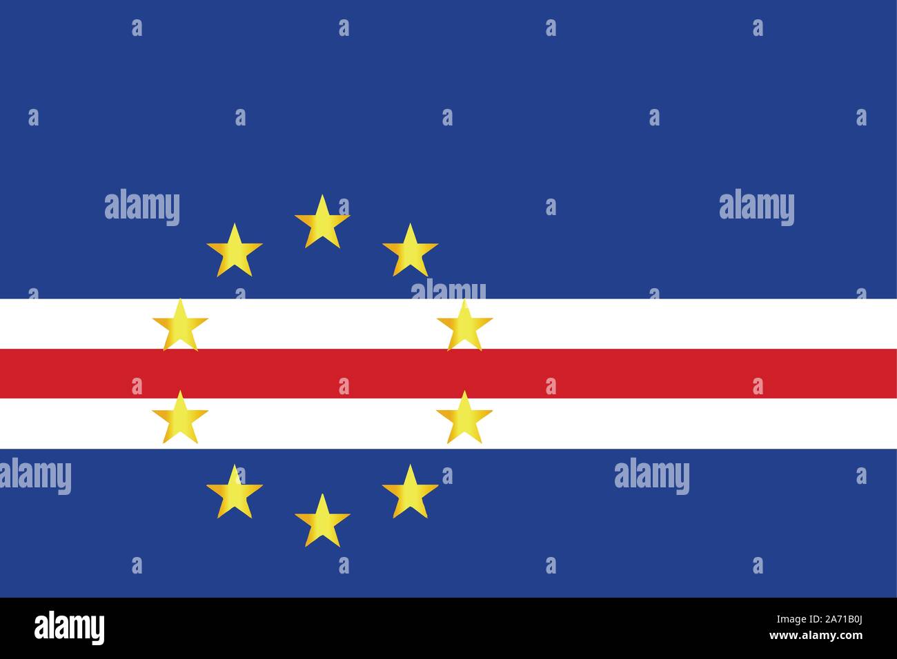 The flag of Cape Verde in red white and blue with gold stars Stock ...