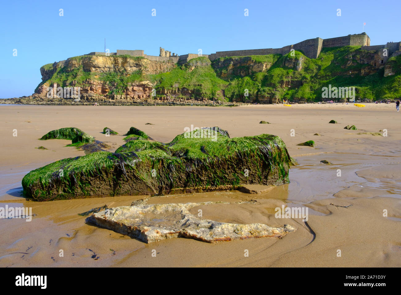 Tynemouth, England - June 28, 2019: King Edward's Bay beach and ...