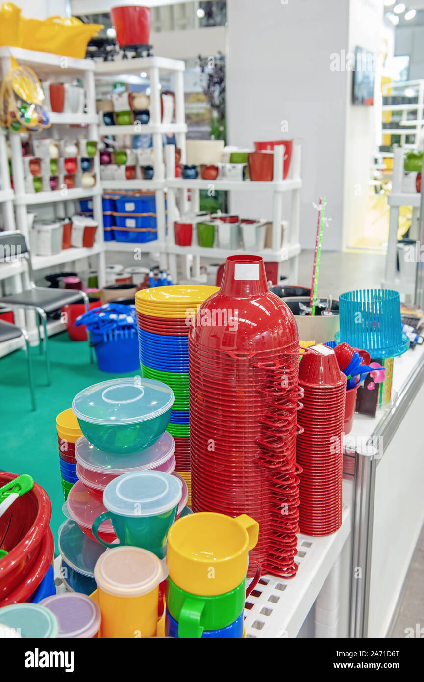 The products of plastic ware, subjects of care of plants on display in ...
