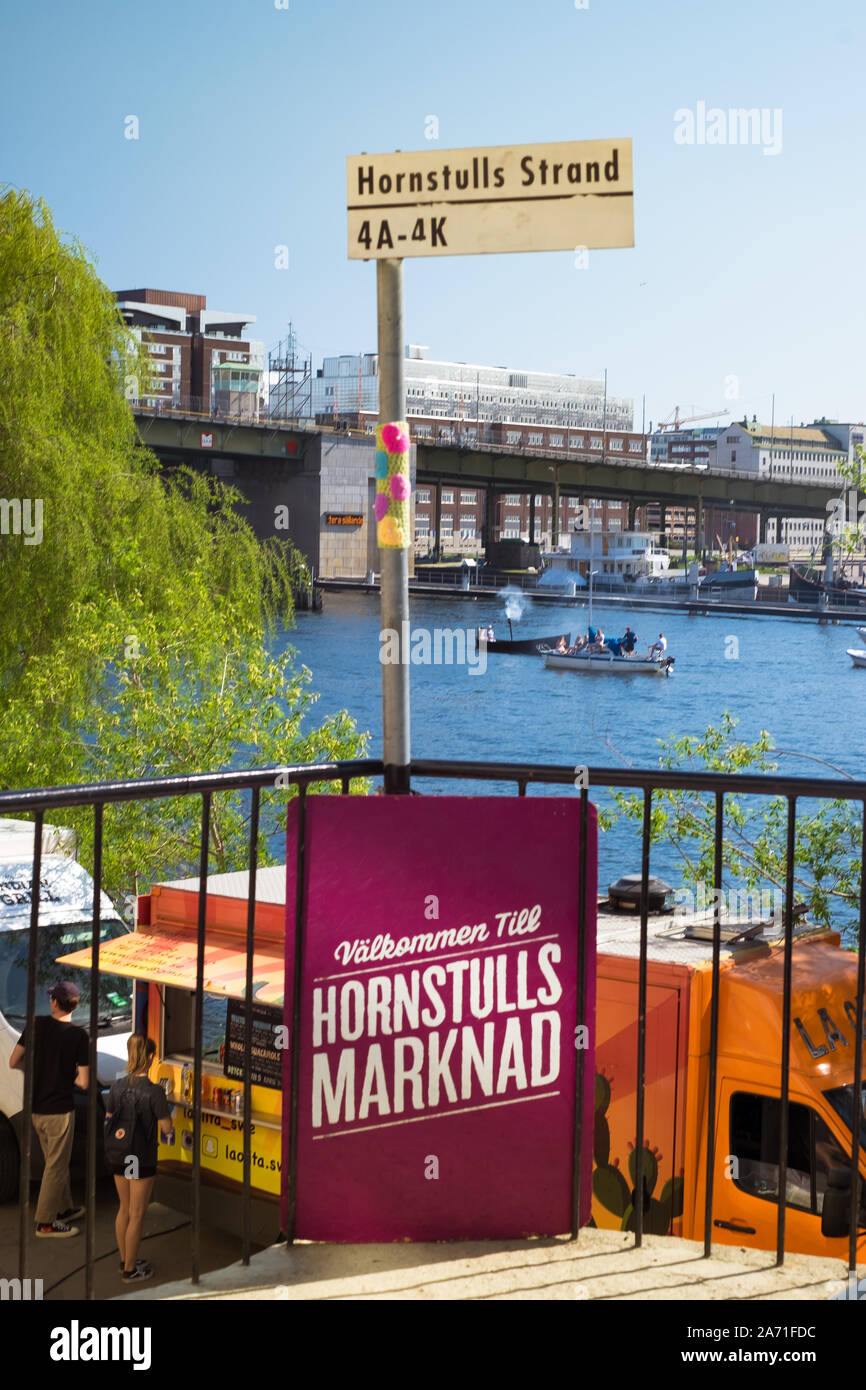 A very popular street market in Hornstull, Stockholm, Sweden Stock ...